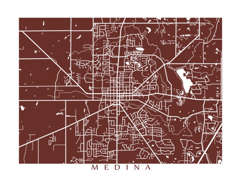 Medina OH Map Ohio Poster Print | Etsy
