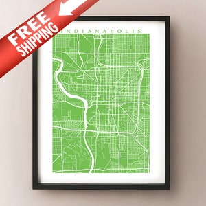 Indianapolis City Map - Indiana Poster Art Print - Etsy