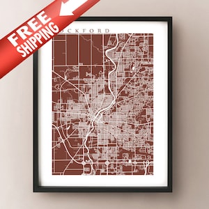 Rockford, IL City Map Print - Etsy