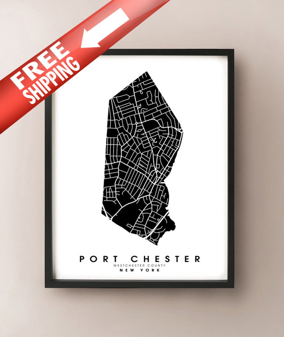 Port Chester, NY - City Limits Map Print - Etsy