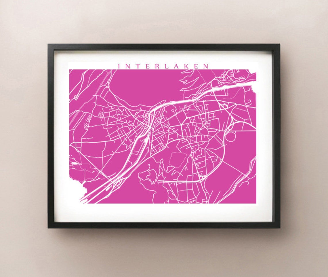 Interlaken Map Print Switzerland Poster - Etsy