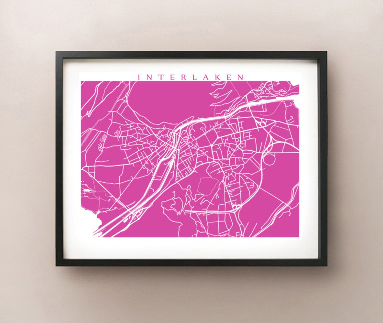 Interlaken Map Print Switzerland Poster - Etsy