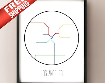 Los Angeles California Map Metro Map Print Poster Subway Map LA - Etsy