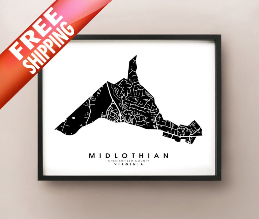 Midlothian, VA - City Limits Map Print - Etsy