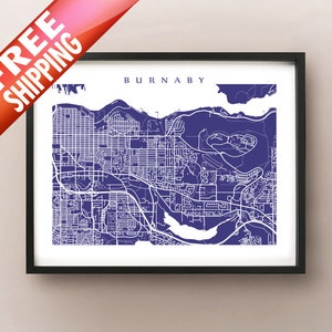 Burnaby Map Print, British Columbia Home Decor - BC Poster - Burnaby BC ...