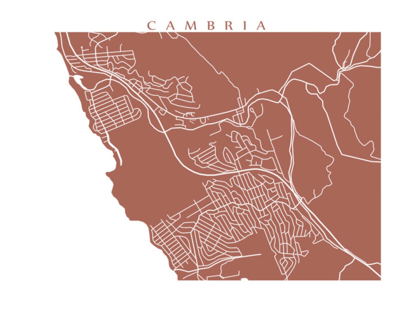 Cambria Map Print California Poster - Etsy