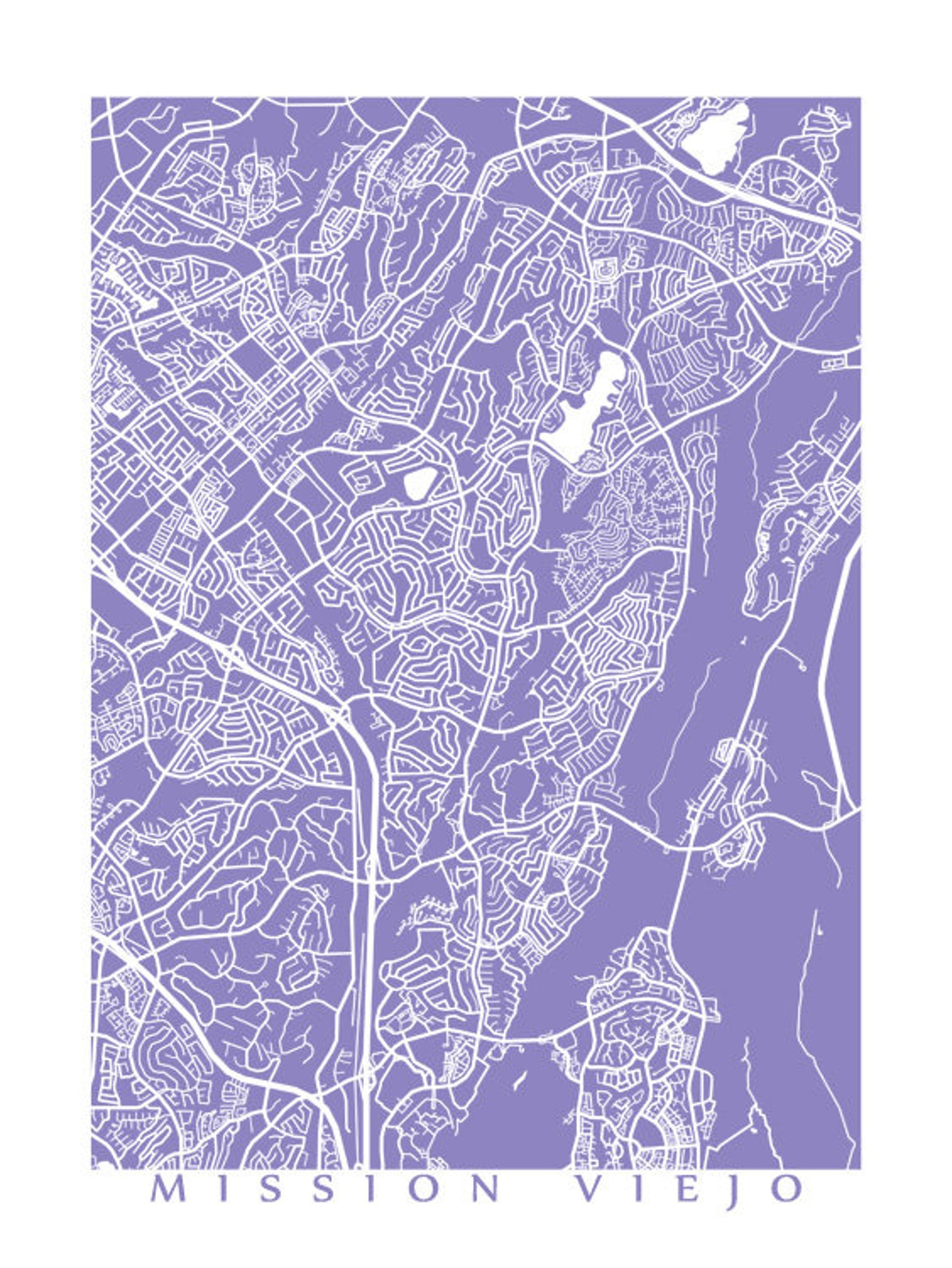 Mission Viejo Map Art California Poster Print | Etsy