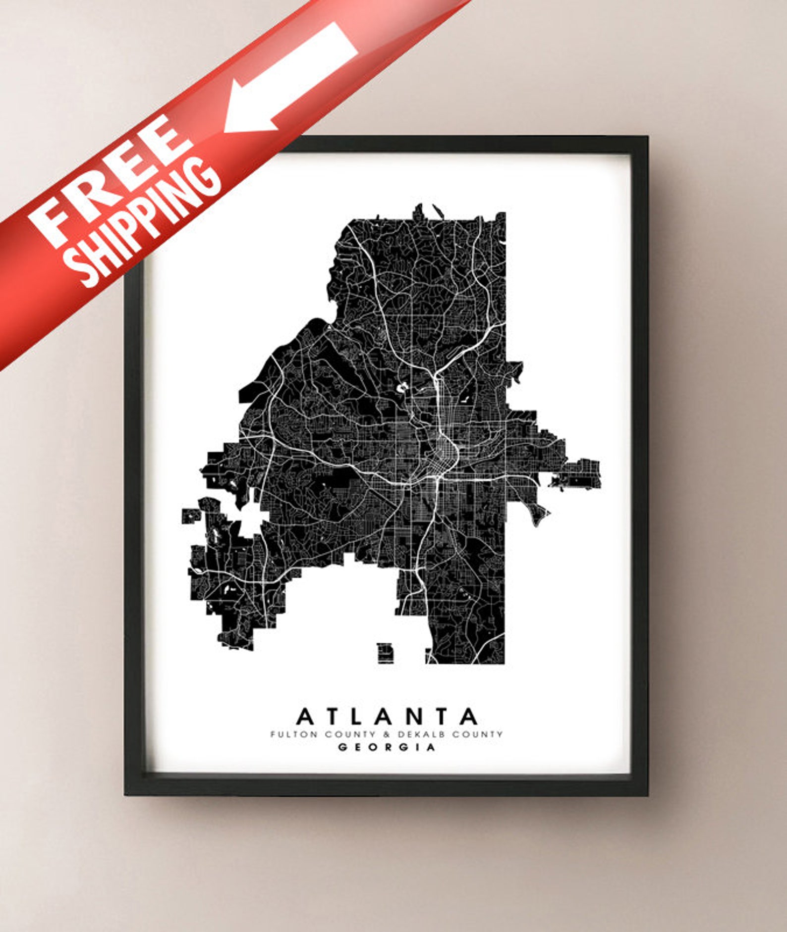 Atlanta GA City Limits Map Print | Etsy