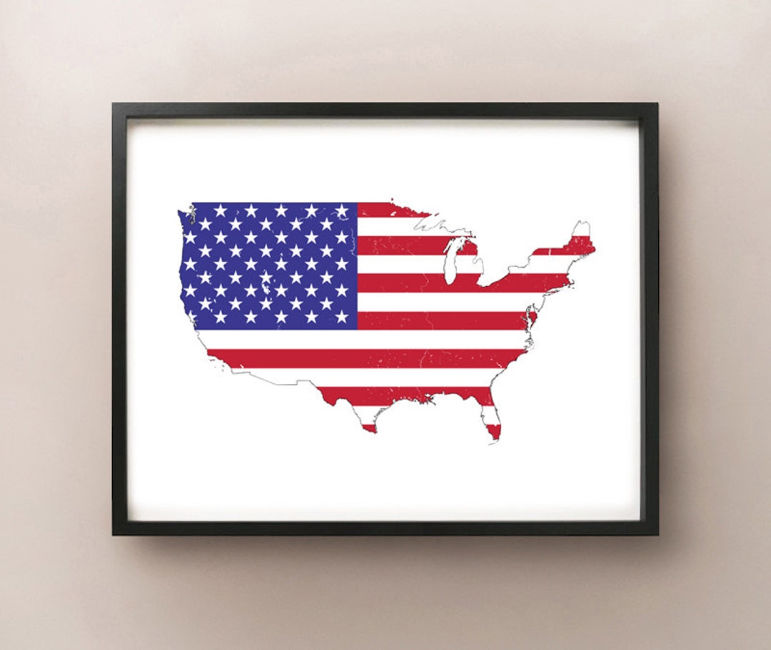 USA Flag Map Art Poster Print - Etsy