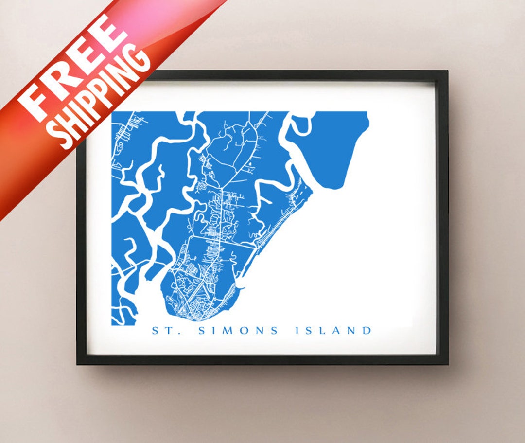 St. Simons Island, GA Map Print - Etsy