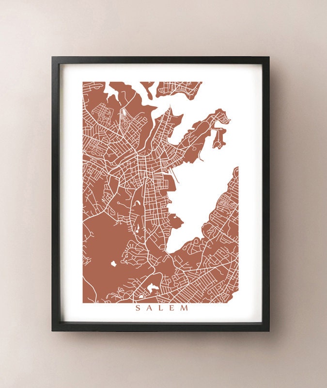Salem Map - Massachusetts Poster Print - Etsy