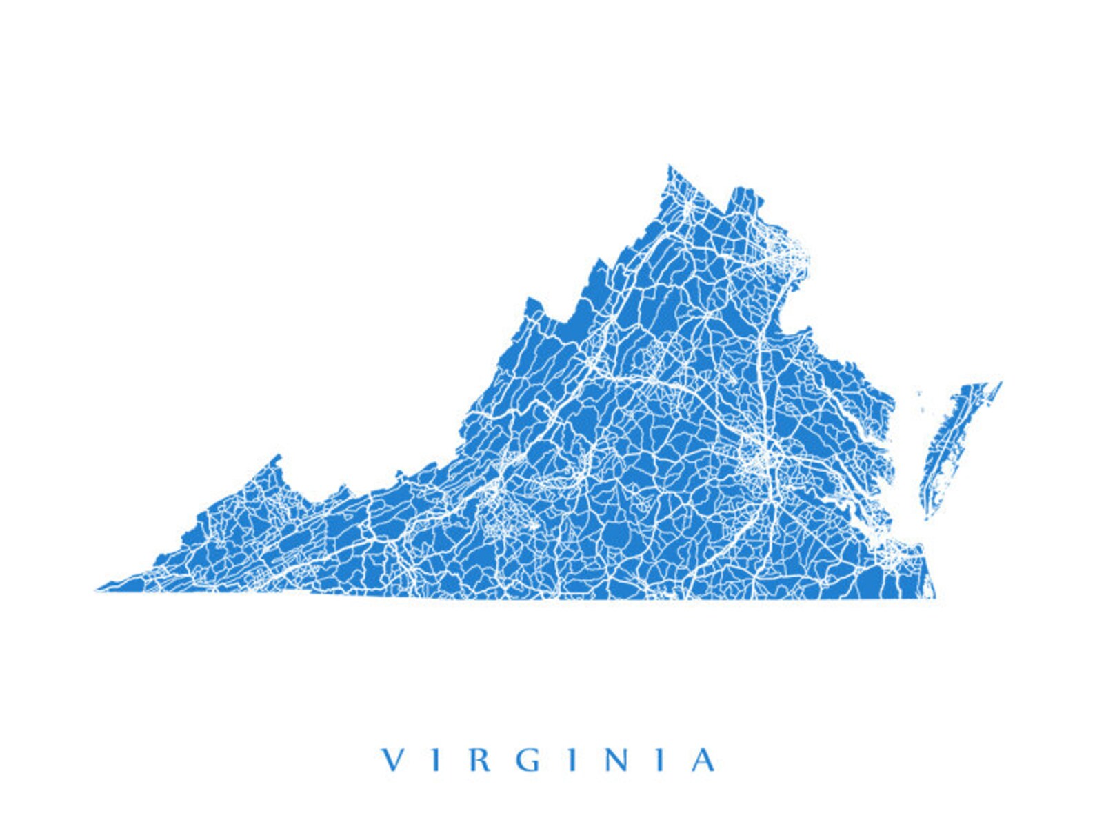 Virginia Map Virginia VA State Map Print Poster - Etsy