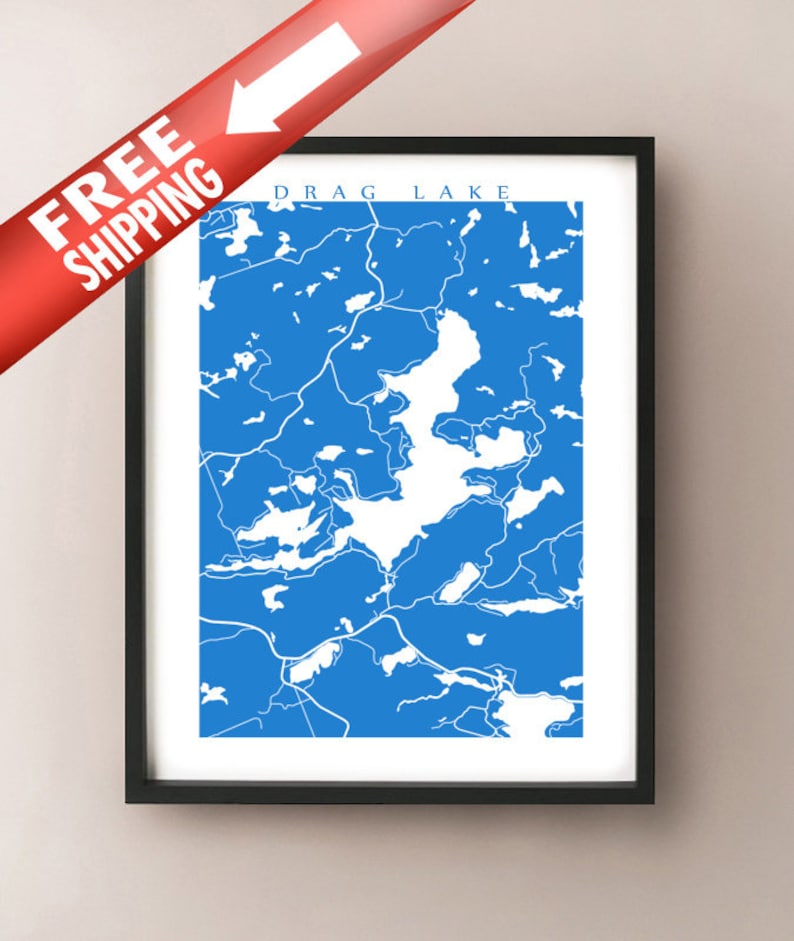 Drag Lake Map Print Haliburton Ontario Art Canada Poster - Etsy