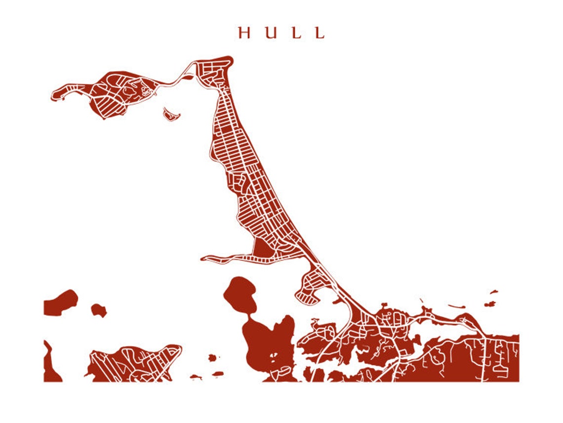 Hull MA Map Print Nantasket Beach Massachusetts Poster | Etsy