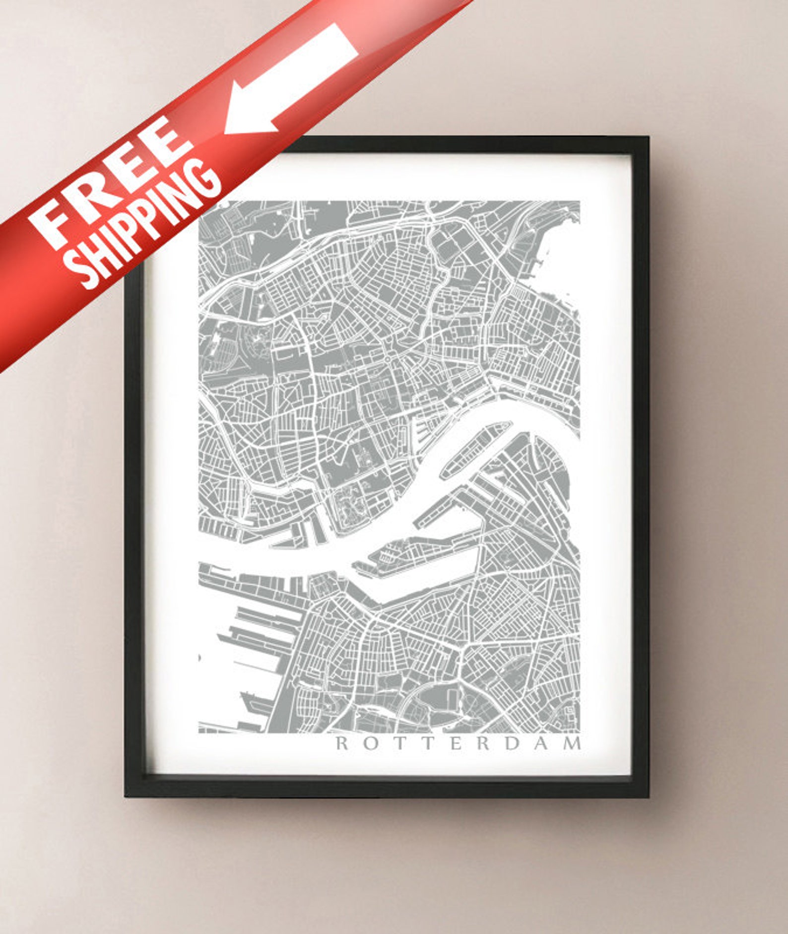 Rotterdam Map Art Poster Print Customize Your Map Choose - Etsy