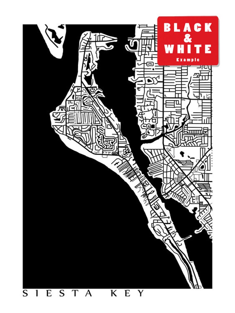 Siesta Key Map Print Florida Art Poster - Etsy