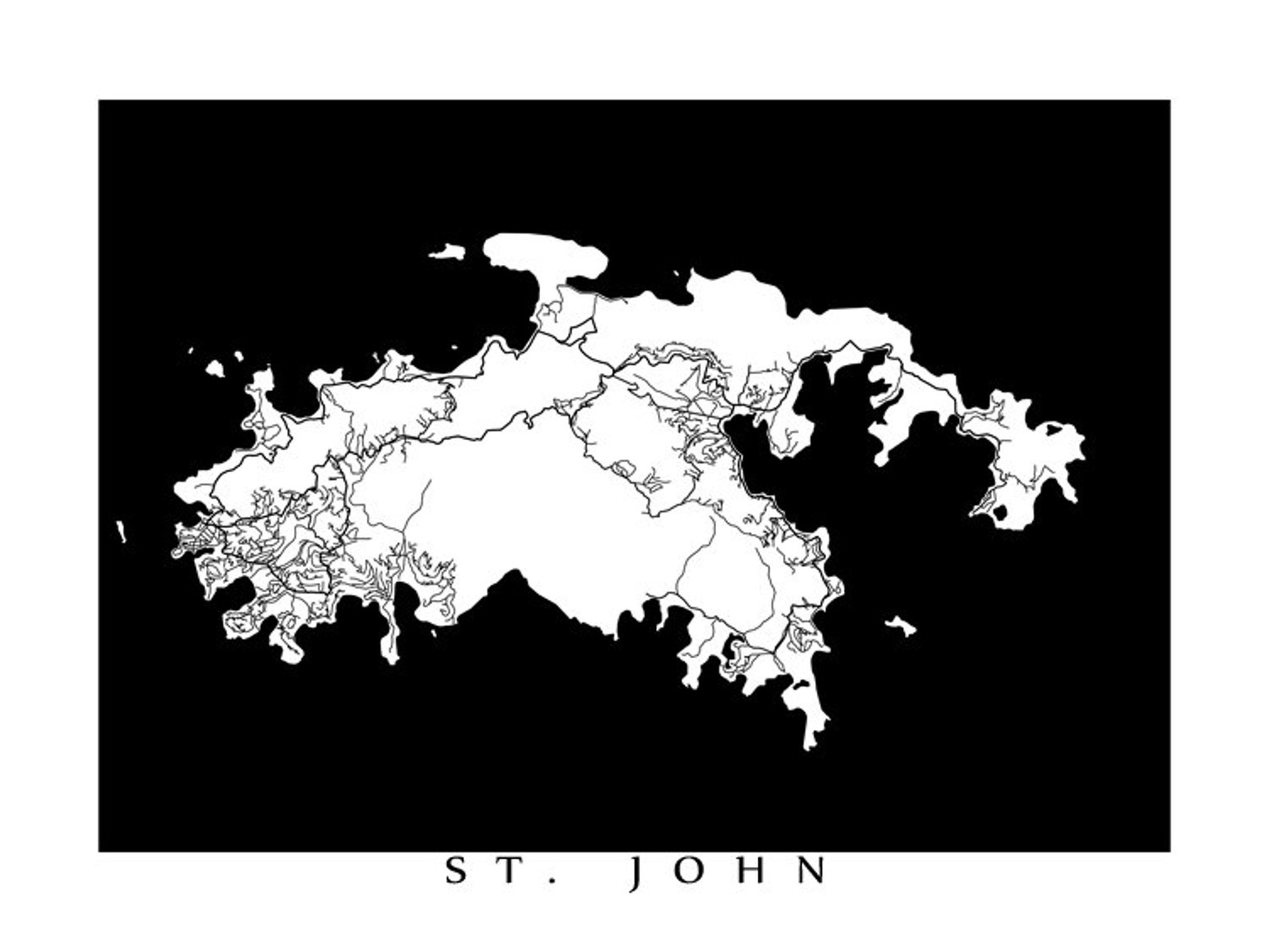 Saint John Map - U.S. Virgin Islands Poster - Choose Color and Size - Etsy