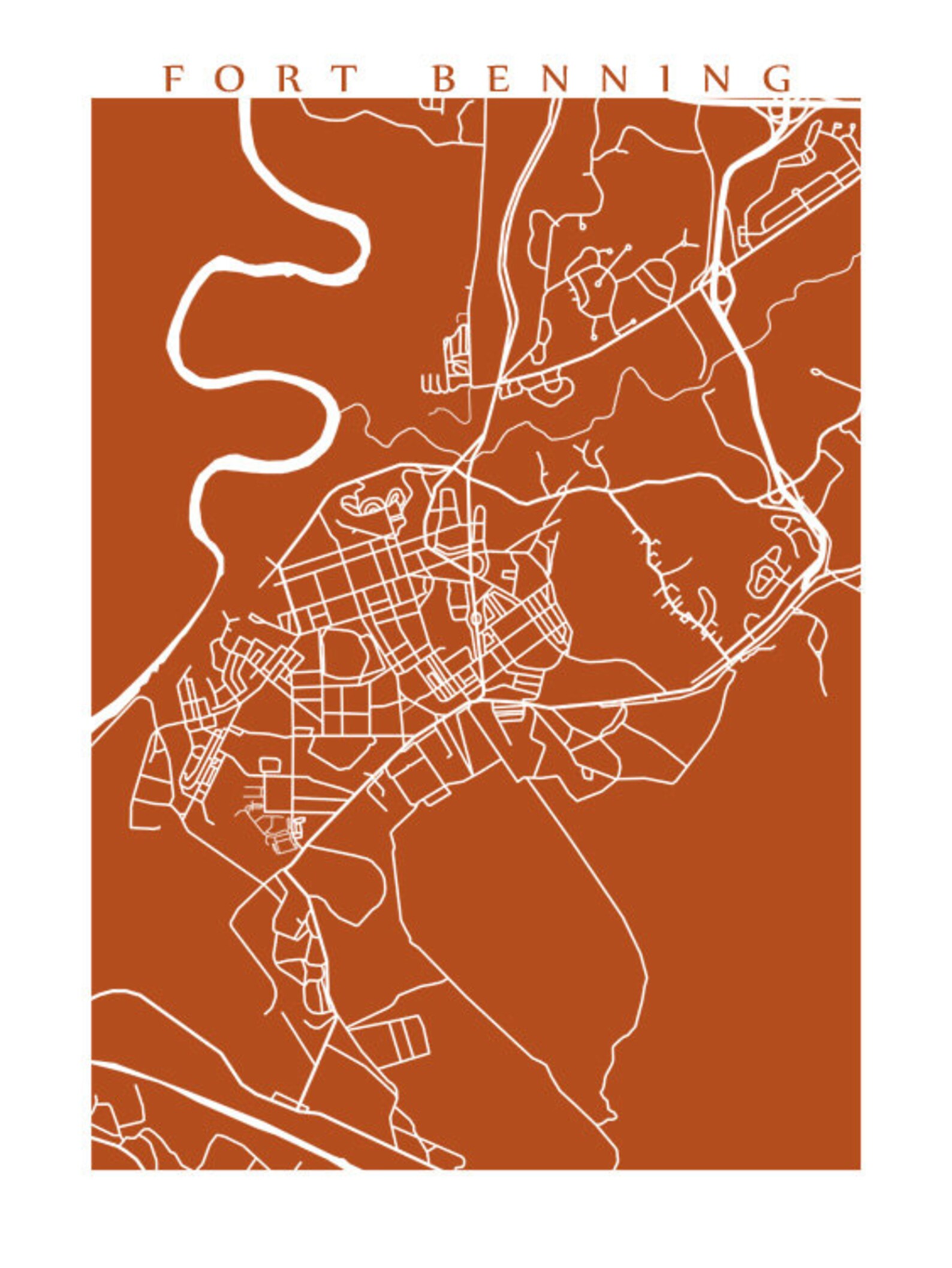 Fort Benning Map Print - Georgia Poster - Etsy