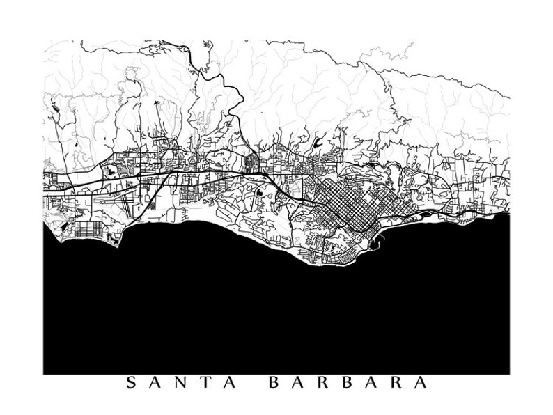Santa Barbara Area Map California Poster Print - Etsy
