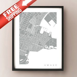 Awase, Okinawa Map Print - Japan Art Poster - 沖縄県 ウチナーチン - Etsy