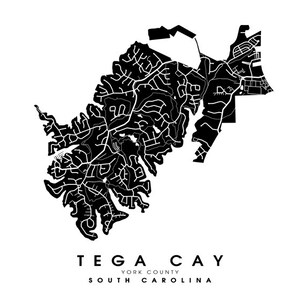 Tega Cay, SC - City Limits Map Print - Etsy