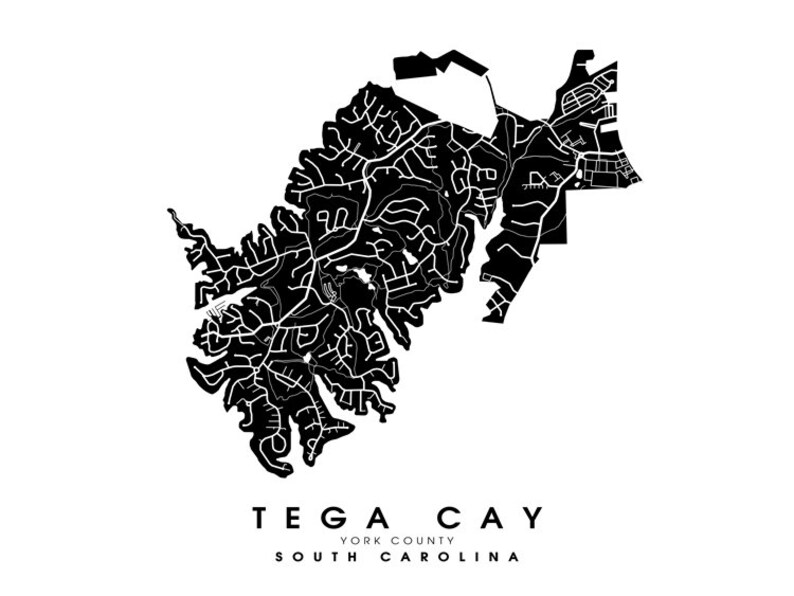 Tega Cay SC City Limits Map Print - Etsy
