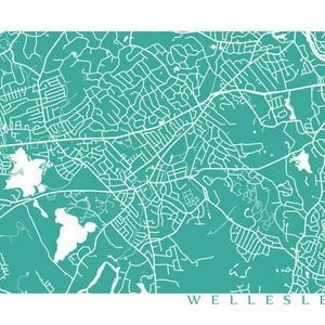 Wellesley Map Print - Massachusetts Poster - Etsy