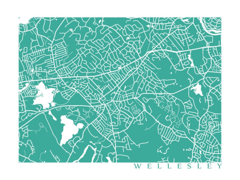 Wellesley Map Print Massachusetts Poster - Etsy