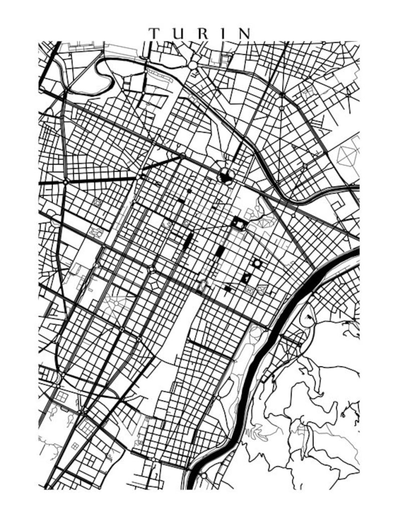 Turin Map Art Print Italy Poster - Etsy