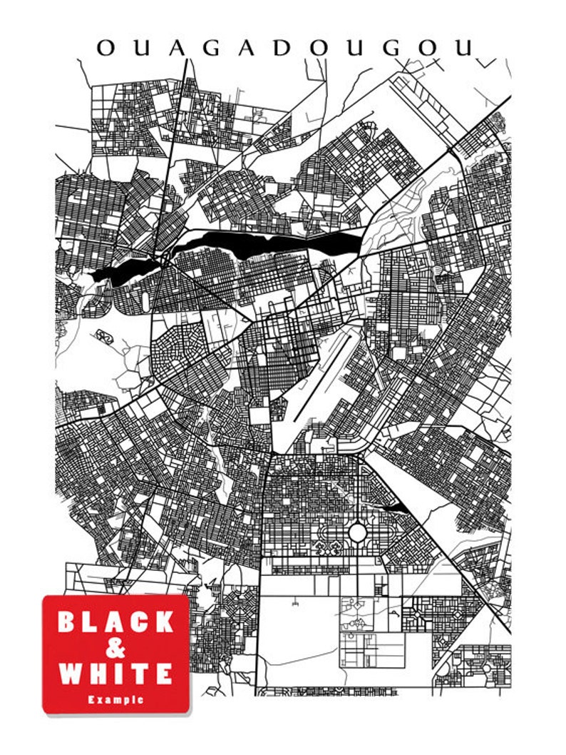 Ouagadougou Map Print Burkina Faso Poster Wagadugu | Etsy