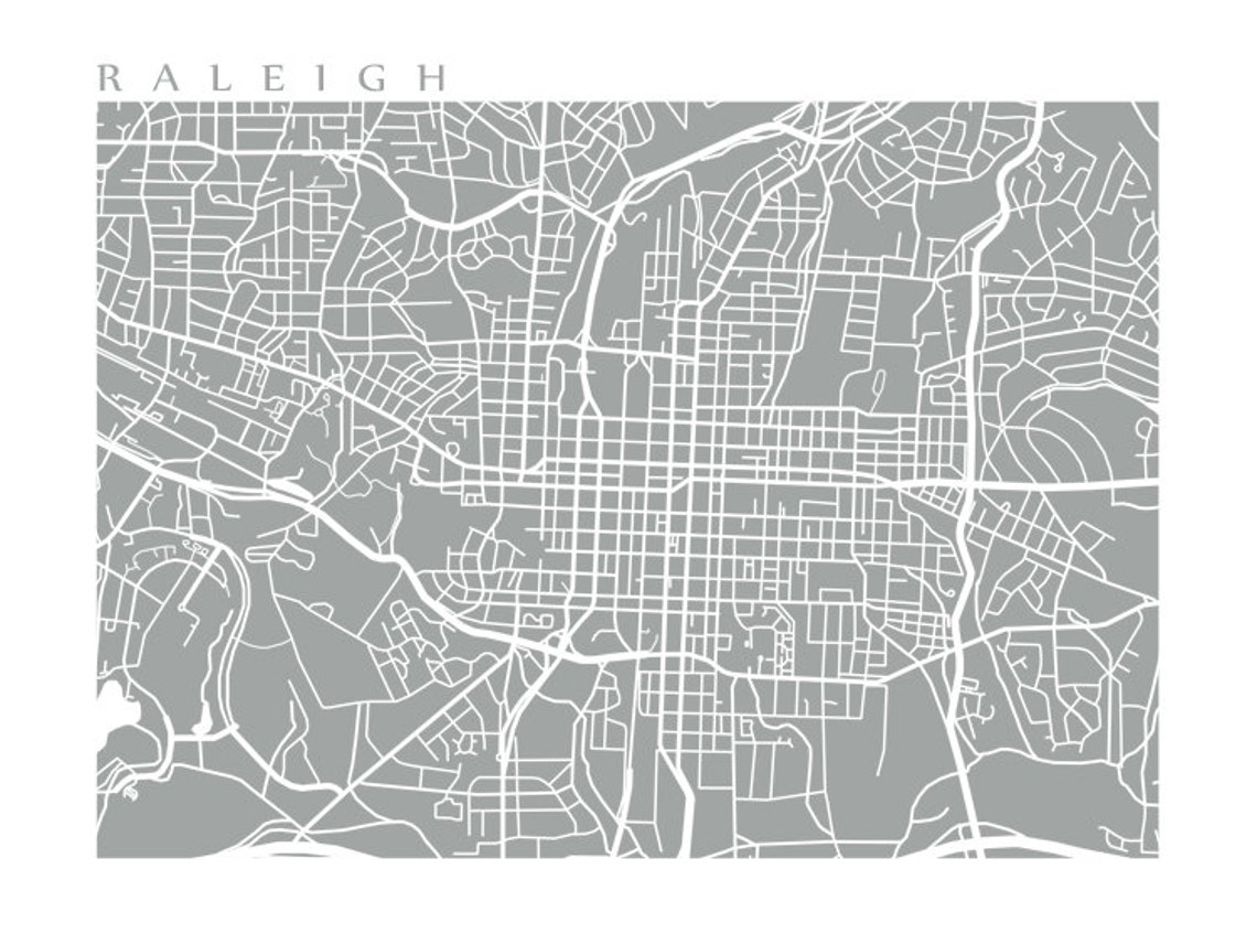 Raleigh Map North Carolina Poster Print - Etsy