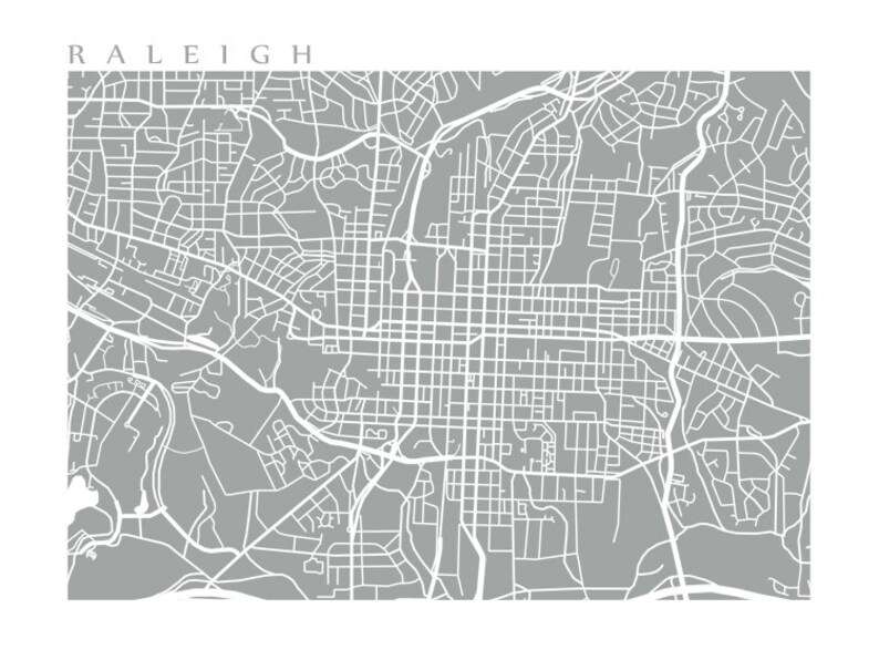 Raleigh Map North Carolina Poster Print - Etsy