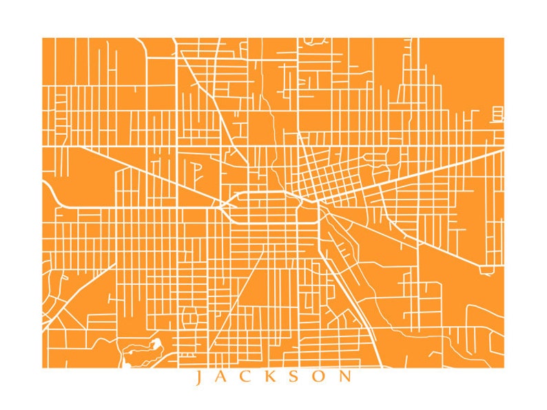 Jackson Map Print Michigan Poster | Etsy
