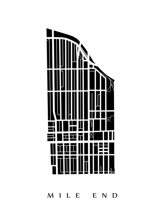 Mile End Map Montreal Neighbourhood Art Print | Etsy