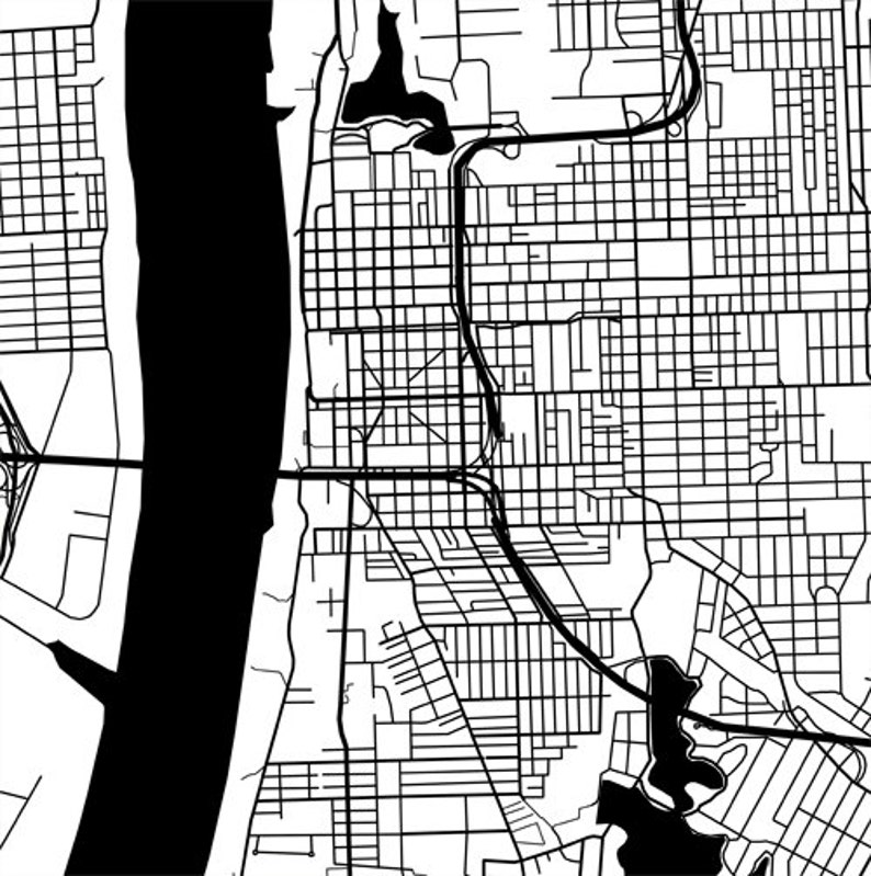 Baton Rouge Map Black and White Wall Art Louisina Art - Etsy