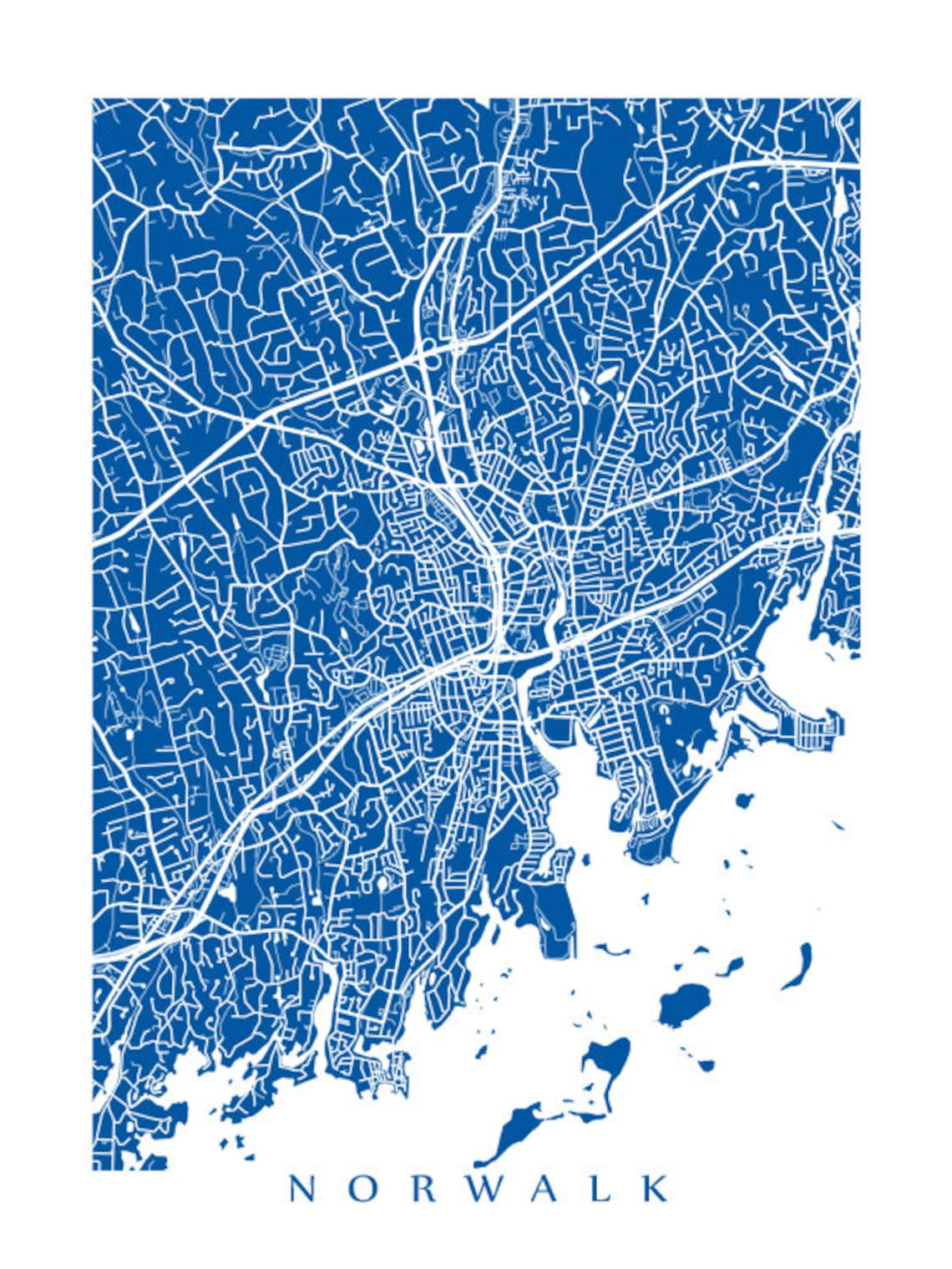 Norwalk CT Map Print - Etsy