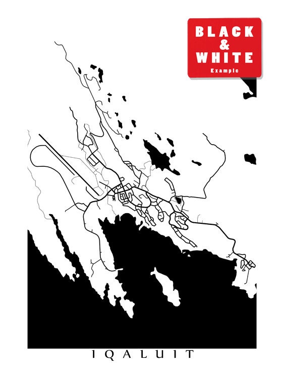 Iqaluit Map Print - Nunavut, Canada Art Poster - Choose Colour and Size ...