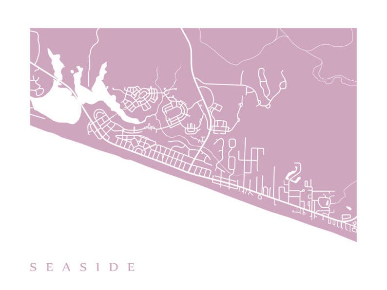 Seaside FL Map Print Seaside and Seagrove Beach Florida - Etsy