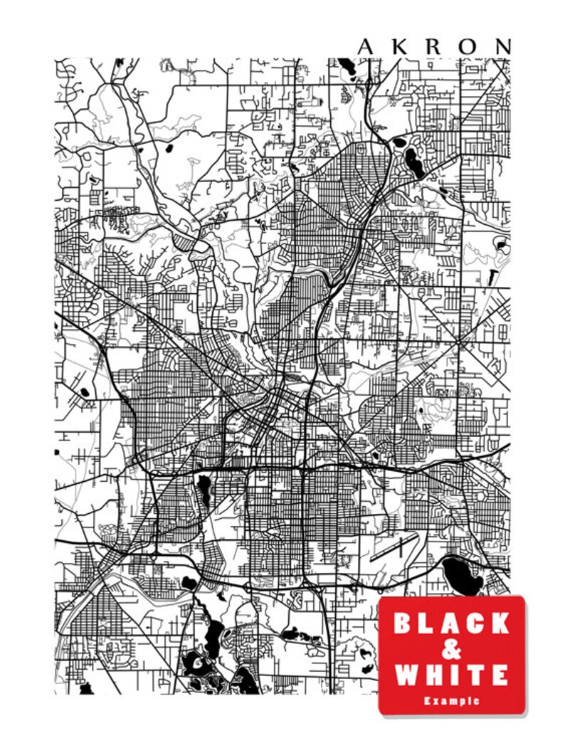 Akron Map - Ohio Poster Print - Etsy