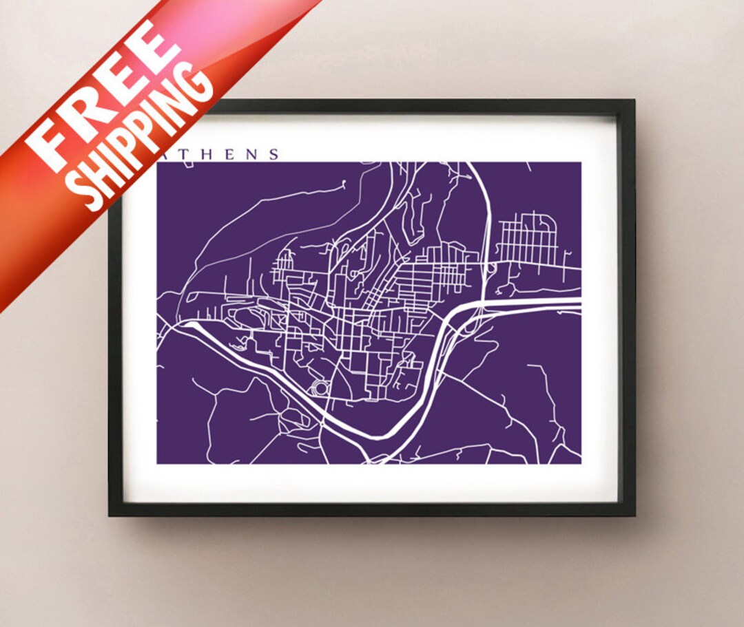 Athens Ohio Map Print - Etsy