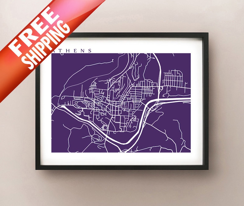 Athens Ohio Map Print - Etsy
