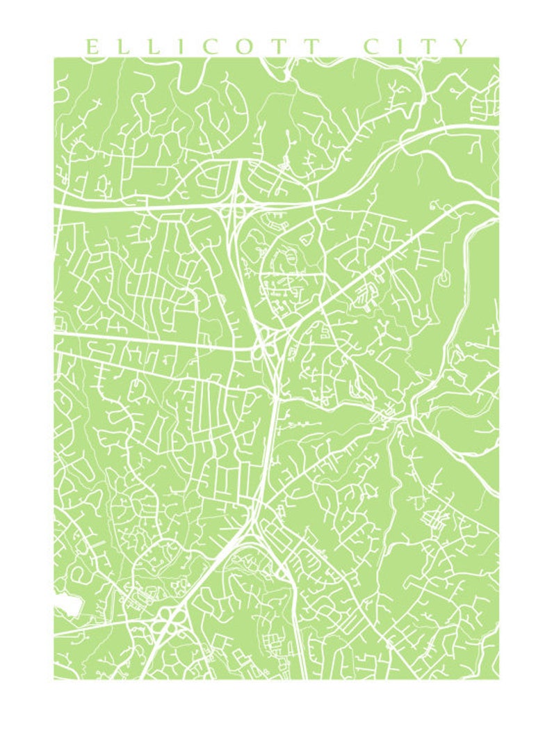 Ellicott City, MD Map - Baltimore Area, Maryland, USA Art Poster Print ...