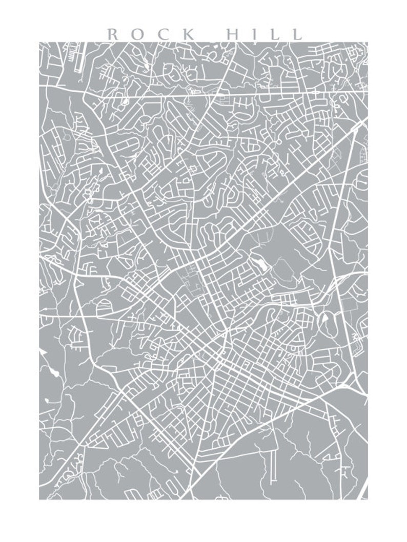 Rock Hill Map Print South Carolina Poster Art - Etsy