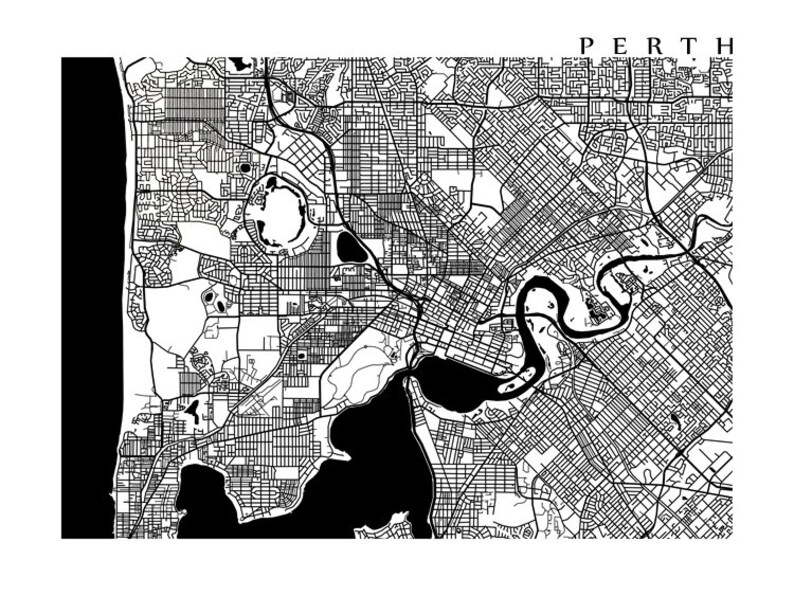 Perth Map Australia Print - Etsy