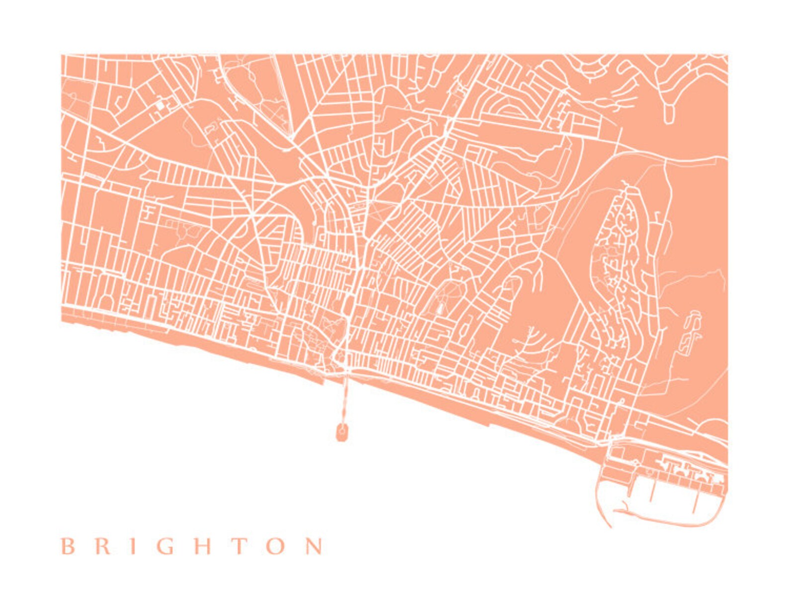 Brighton Map Print UK Wall Art England Poster | Etsy