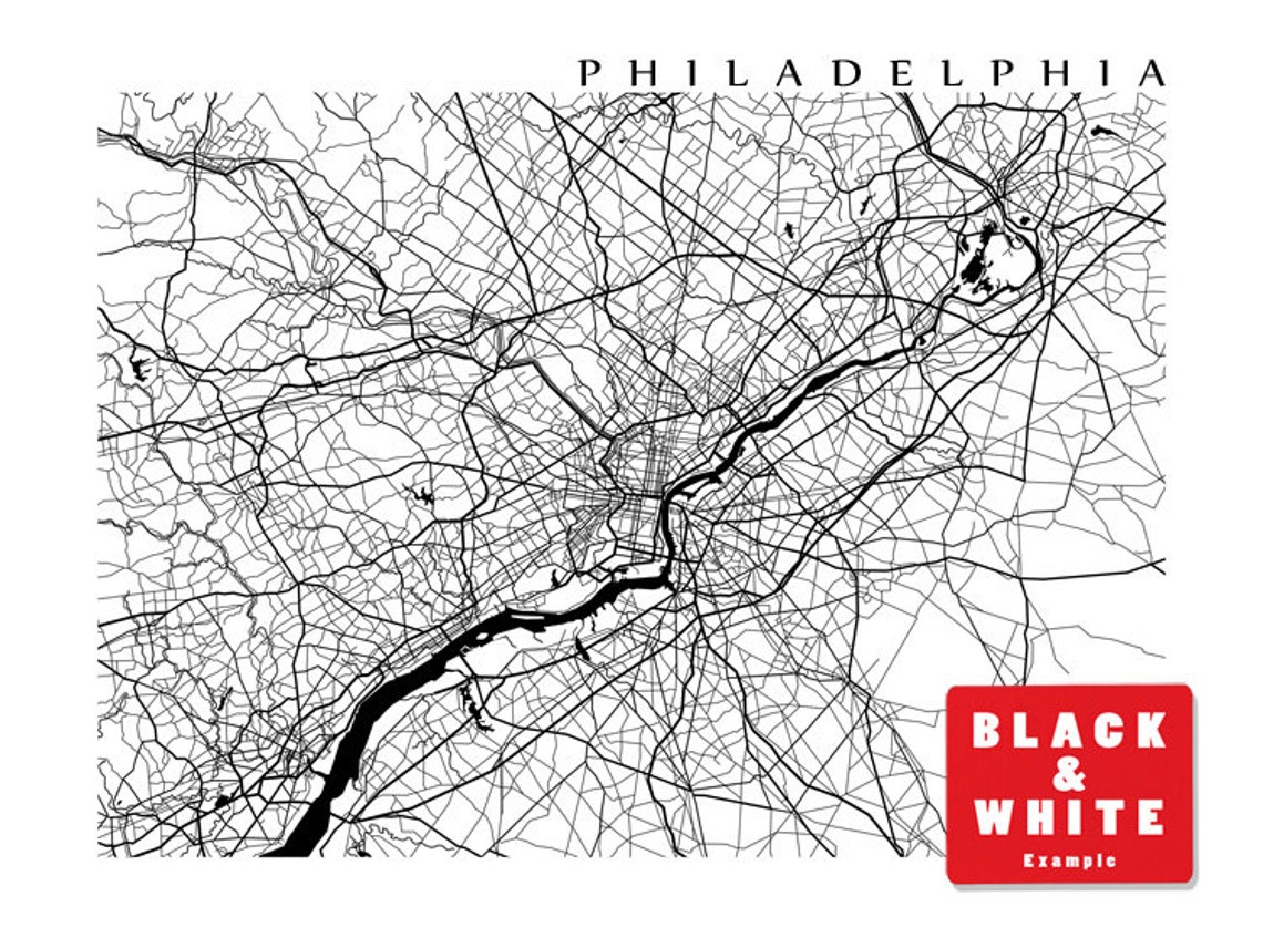 Philadelphia Area Map Print Philly Pennsylvania Poster Art - Etsy