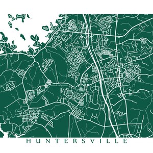 Huntersville Map Art Print - North Carolina Poster - Etsy