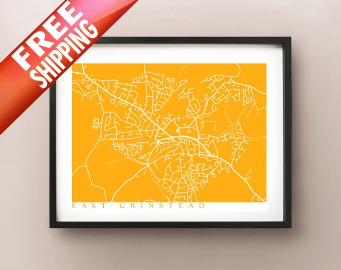 East Grinstead Map Print - UK Wall Art - England Poster - Etsy