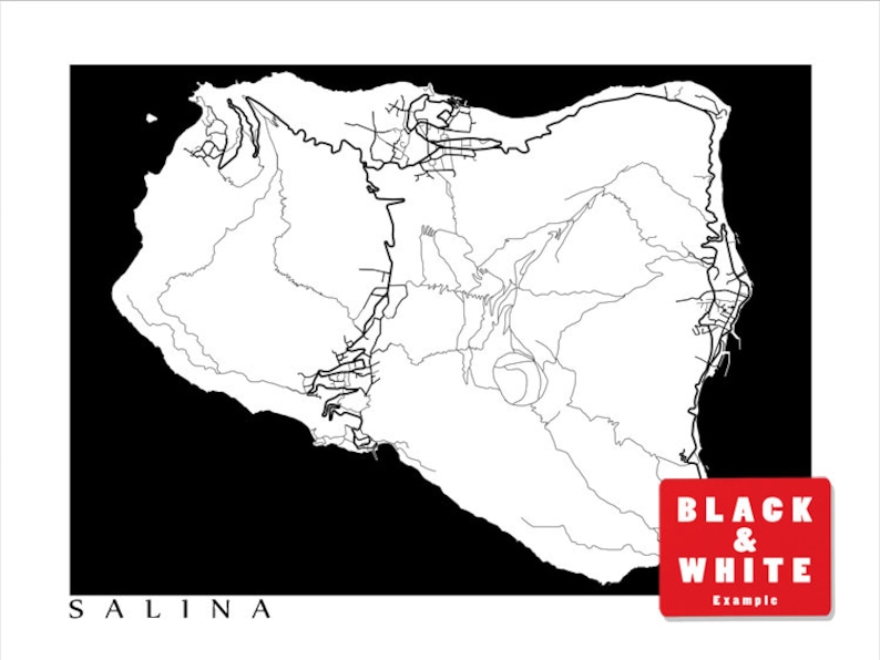 Salina Italy Map Print Isola Salina - Etsy