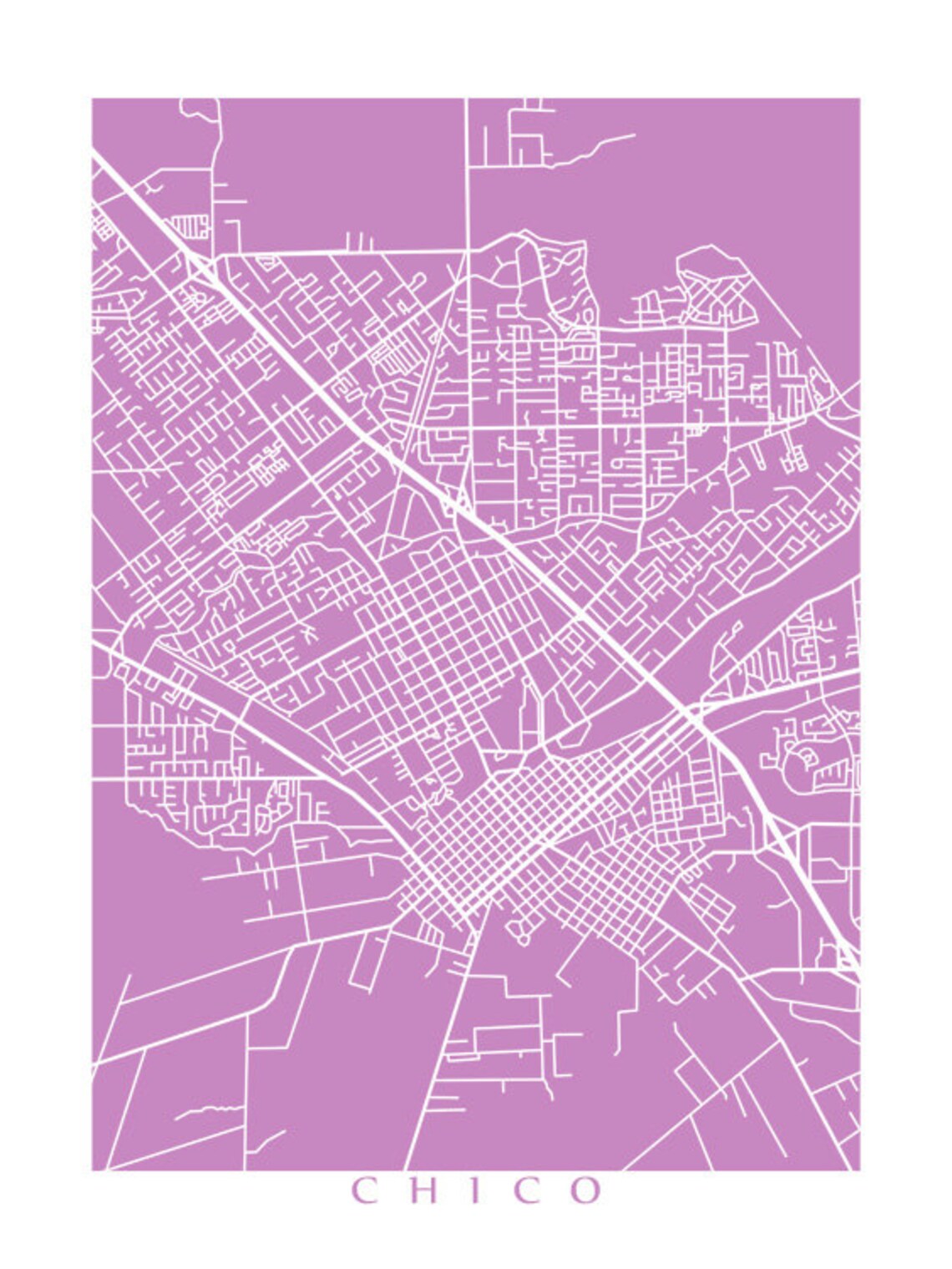 Chico Map Print - California Art Poster - Etsy